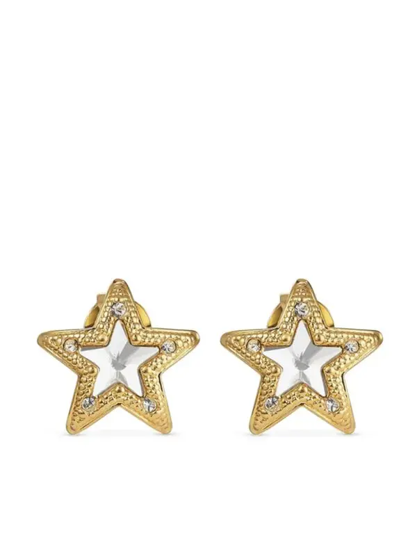 JIMMY CHOO Gold-finish Metal Stud Earrings With Swarovski Crystals - Silver