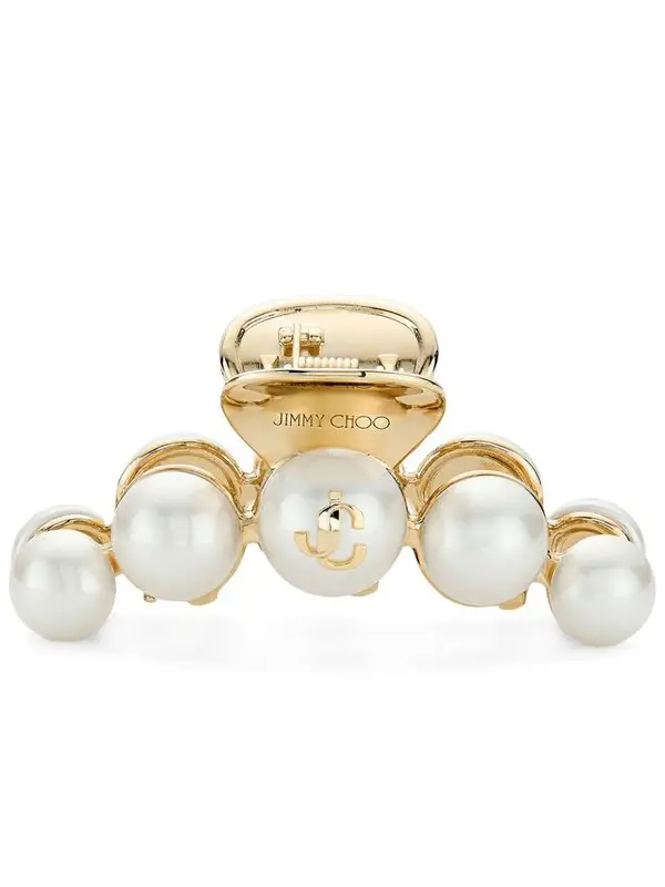 JIMMY CHOO Gold-finish Pearl Claw Clip - Silver