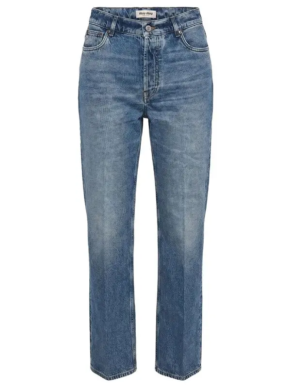 Miu Miu Washed Denim Jeans - Blue