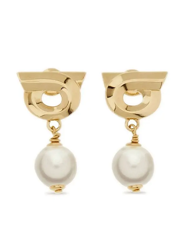 FERRAGAMO Drop Pearl Earrings - Silver
