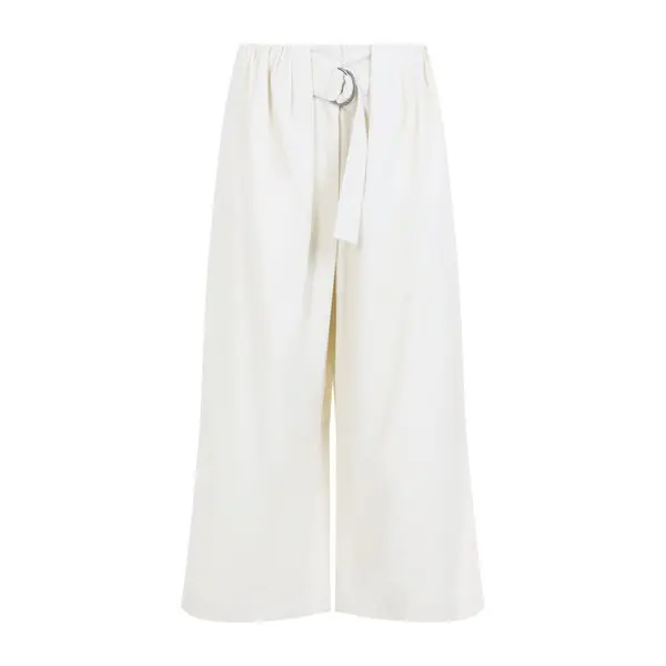Loewe Cropped Belted Cotton And Silk Gabardine Trousers - Multicolor
