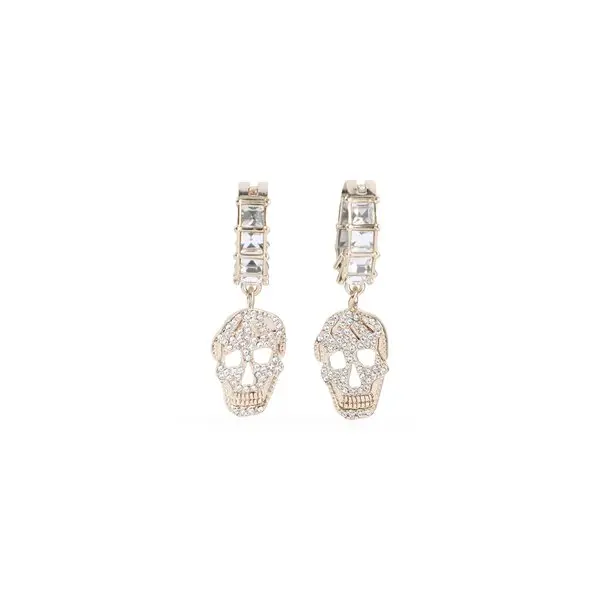 Alexander McQueen Pavé Skull Hoop Earrings - Silver