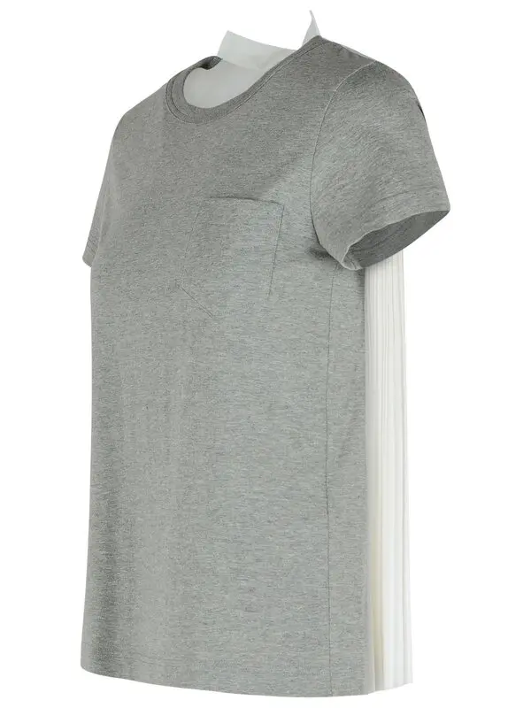 Sacai Cotton T-shirt With Pleated Back Insert
