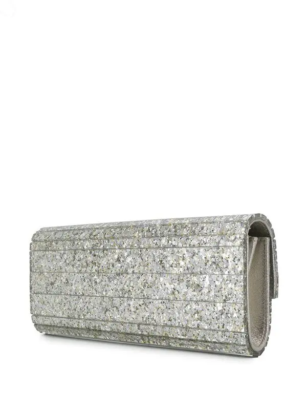 JIMMY CHOO Sweetie Coarse Glitter Acrylic Clutch Bag - Silver