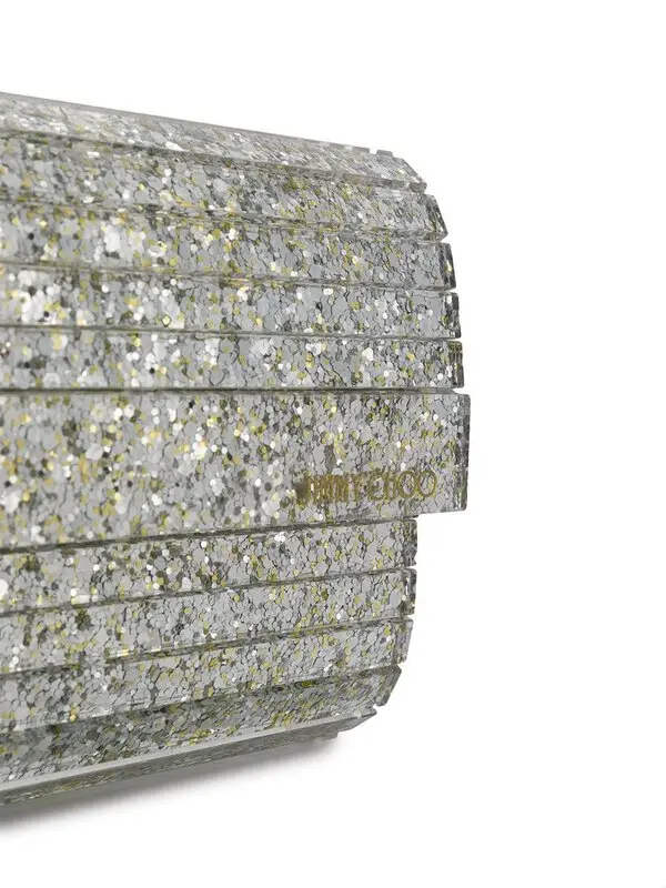 JIMMY CHOO Sweetie Coarse Glitter Acrylic Clutch Bag - Silver