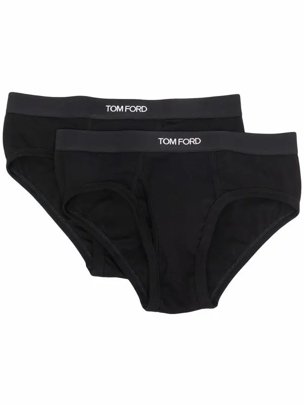 TOM FORD Set Of 2 Logo-waistband Cotton Briefs - Black