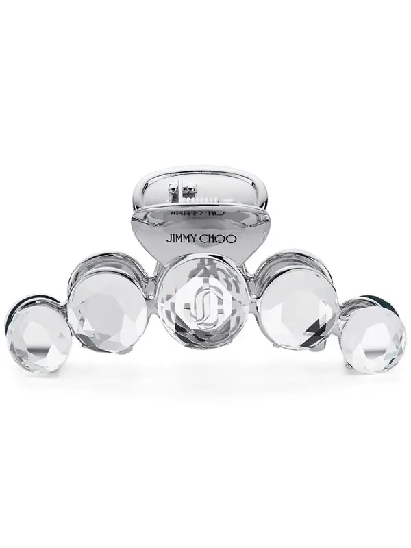 JIMMY CHOO Crystal Embellished Claw Clip - Silver