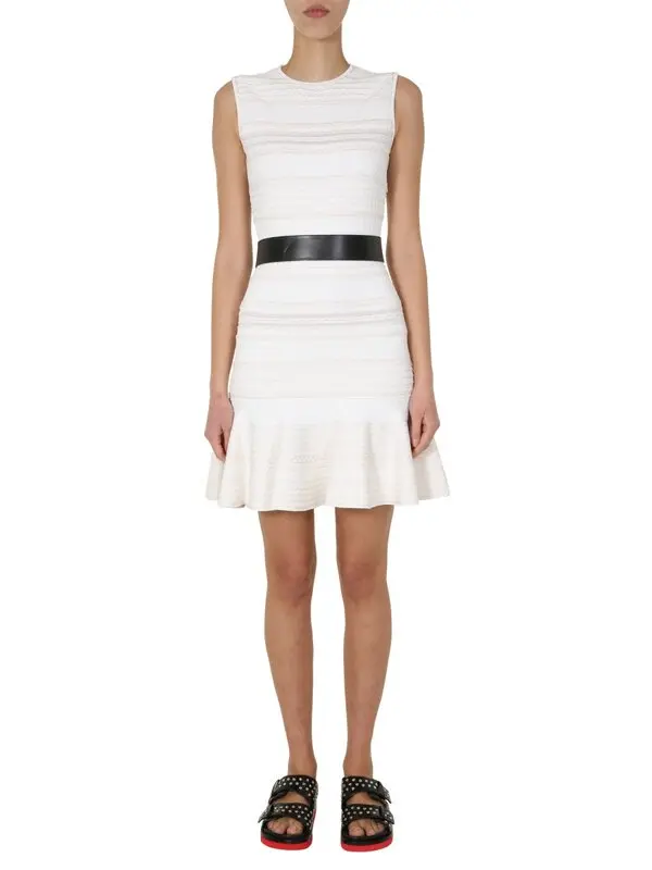 Alexander McQueen Knitted Mini Dress - White