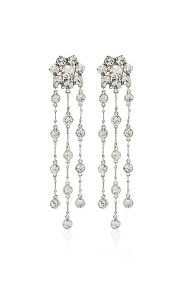 BEN-AMUN Diamond And Pear Shape Drop Earrings - Silver