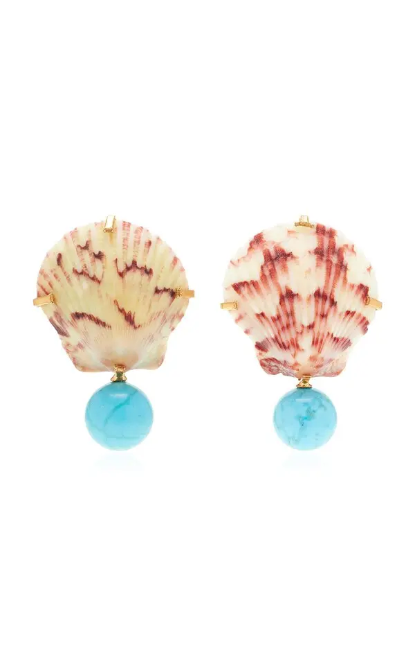 JENNIFER BEHR Kori Gold-plated Brass Turquoise And Seashell Earrings - Multi