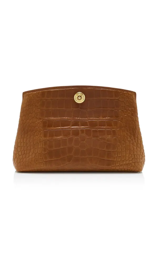 LIFFNER Pushlock Croc-effect Leather Pouch - Brown