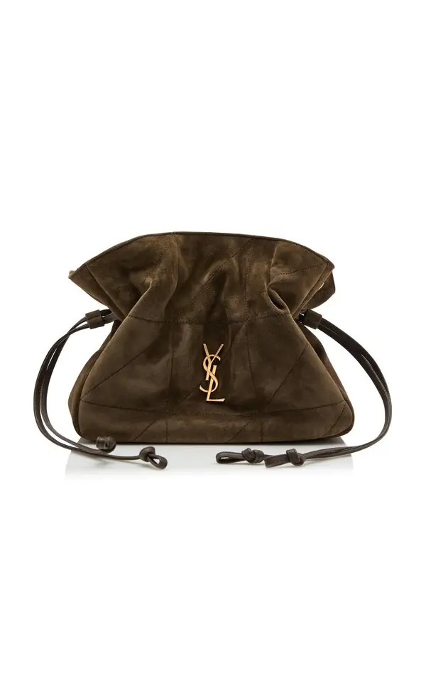 Saint Laurent Jamie Suede-satin Shoulder Pouch - Brown