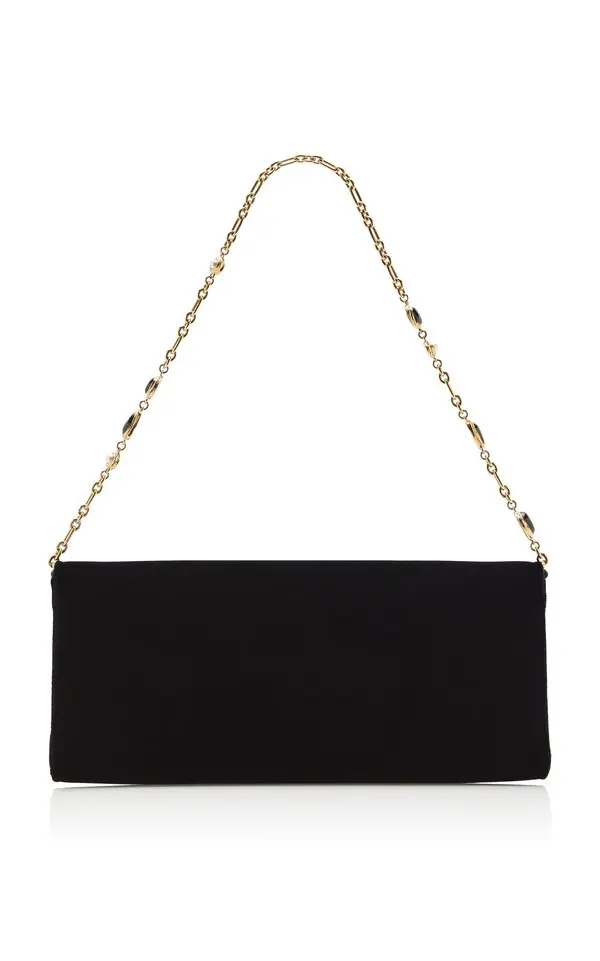 Saint Laurent Kate Chain Velour Clutch