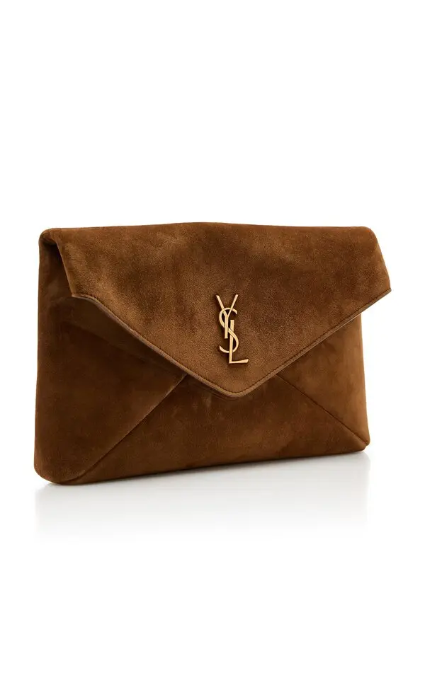 Saint Laurent Large Envelope Pouch In Suede And Satin