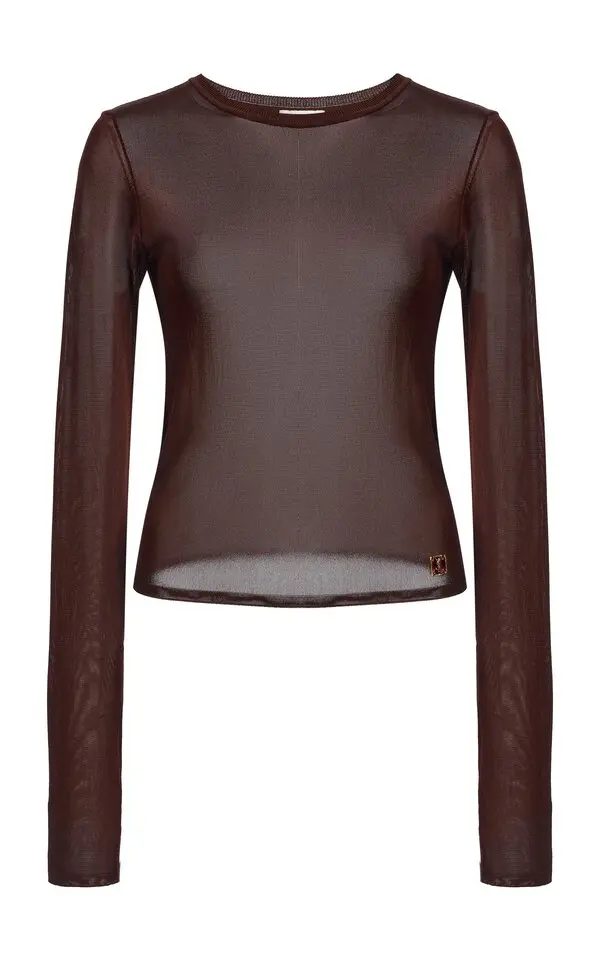 Saint Laurent Long-sleeve Sheer Top - Brown