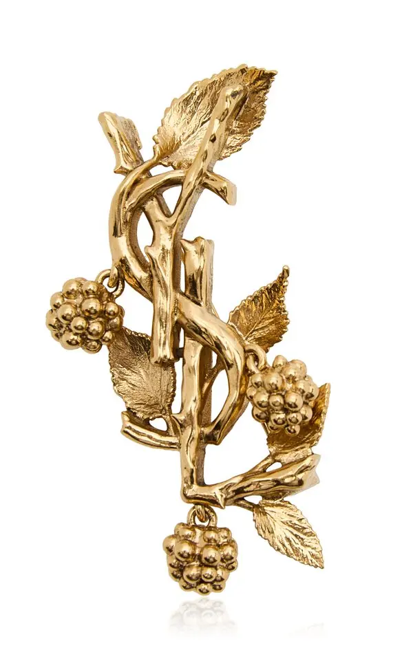 Saint Laurent Mulberry Metal Brooch - Gold