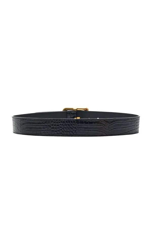 Saint Laurent Crocodile-embossed Leather Belt