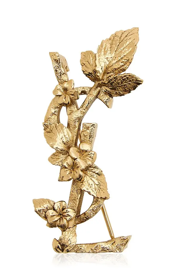 Saint Laurent Hydrangea Metal Brooch - Gold