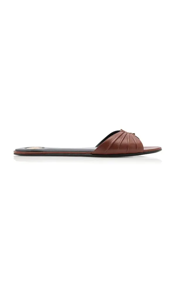 Saint Laurent Babylone 00" Gathered Leather Slide Sandals
