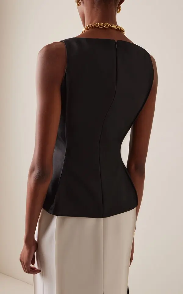 Brandon Maxwell Briar Structured Wool Silk Tank Top - Black