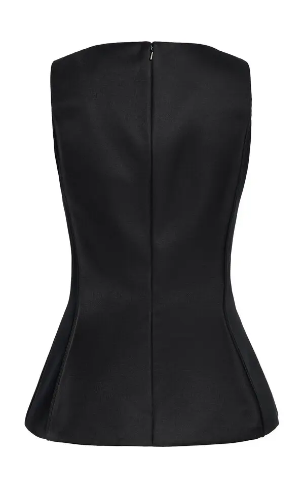 Brandon Maxwell Briar Structured Wool Silk Tank Top - Black