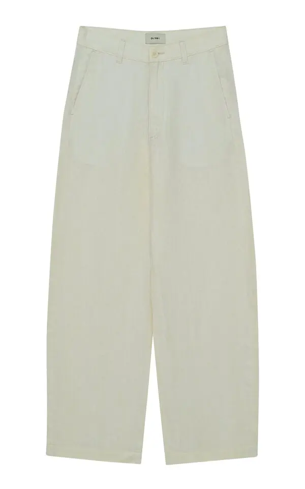 DL1961 Taylor Relaxed Barrel High-rise Ankle Linen Pants - Black