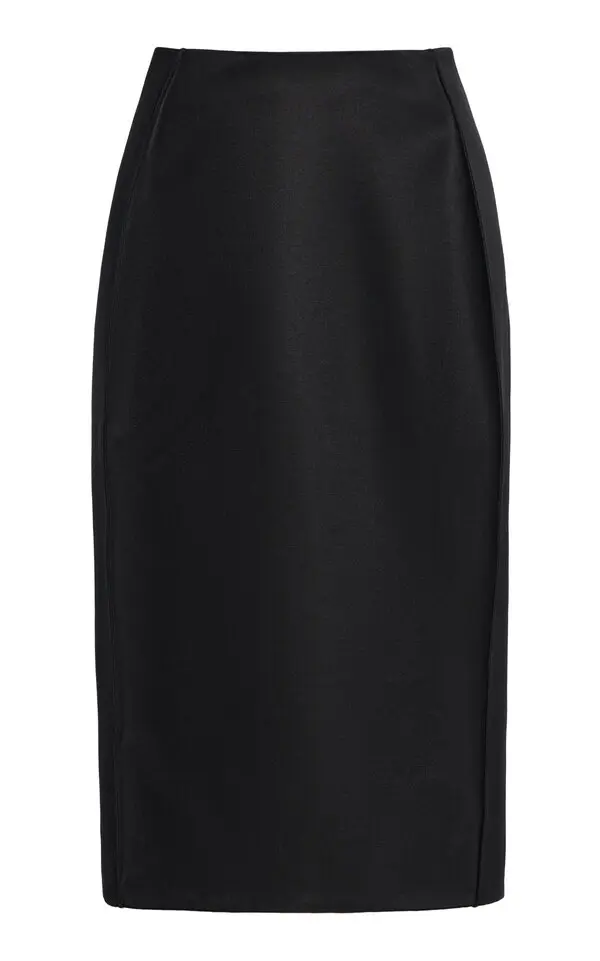 Brandon Maxwell Rone Wool-silk Pencil Skirt - Black