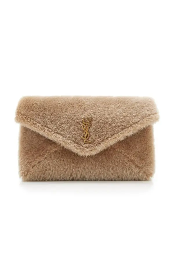 Saint Laurent Envelope Large Shearling Clutch Bag