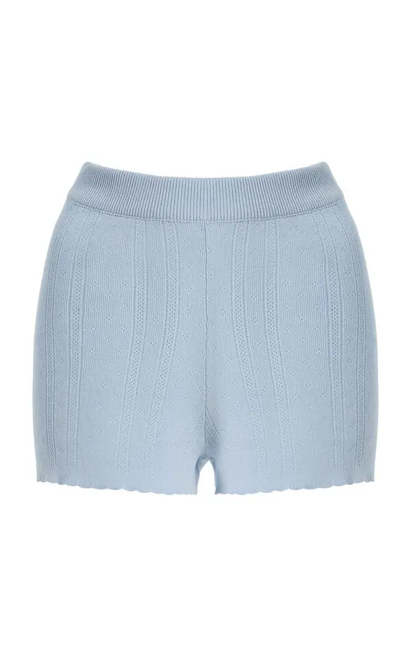 AMIYA Cotton Pointelle Shorts - Light Blue