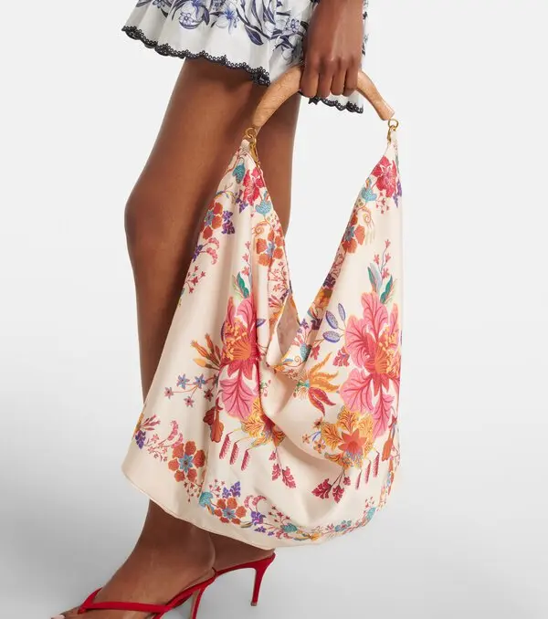 Farm Rio Scarf Medium Floral Satin Tote Bag