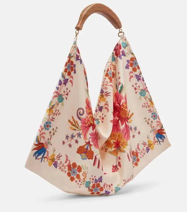 Farm Rio Scarf Medium Floral Satin Tote Bag
