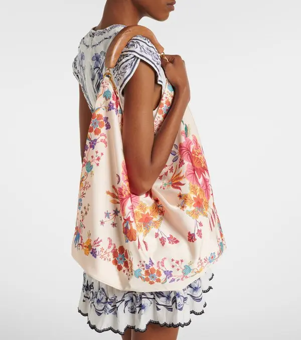 Farm Rio Scarf Medium Floral Satin Tote Bag