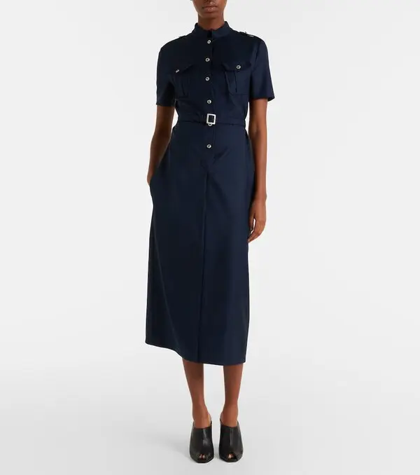 Alexander McQueen Belted Shirt Dress In Wool