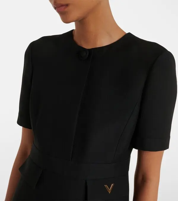 Valentino Garavani Crepe Couture Vgold Mini Dress - Black