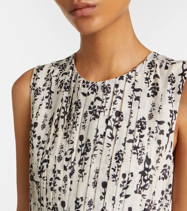 Max Mara Embellished Floral Cotton Voile Midi Dress