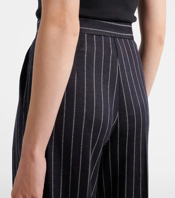 Max Mara Pinstriped Pleated Wide-leg Wool Pants - Blue