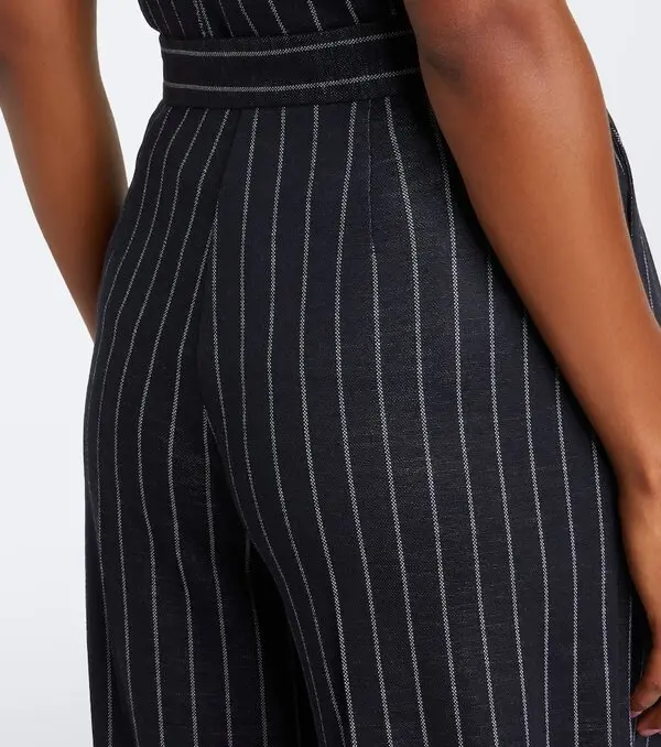 Max Mara Pinstriped Pleated Wide-leg Wool Pants - Blue