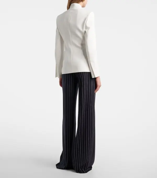 Max Mara Pinstriped Pleated Wide-leg Wool Pants - Blue
