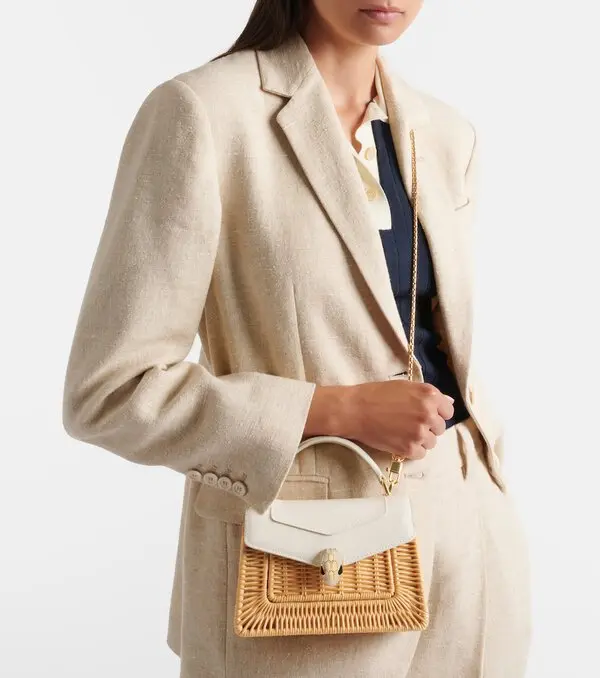 BVLGARI Serpenti Forever Mini Wicker Top-handle Bag