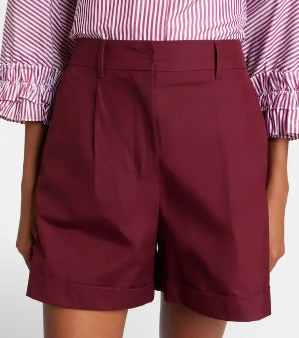 Max Mara Cotton Poplin Shorts - Burgundy