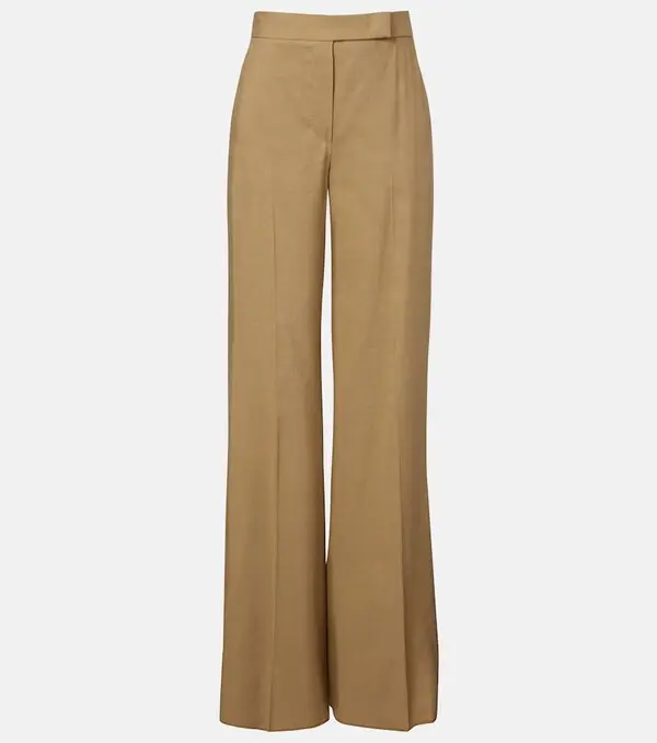 Max Mara Linen And Silk Twill Wide-leg Pants - Beige