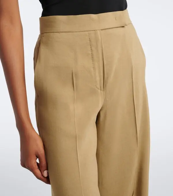 Max Mara Linen And Silk Twill Wide-leg Pants - Beige
