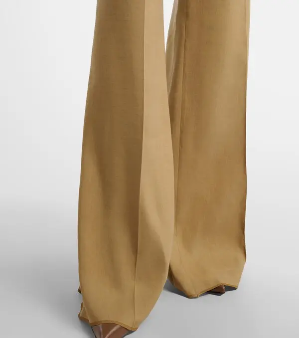 Max Mara Linen And Silk Twill Wide-leg Pants - Beige
