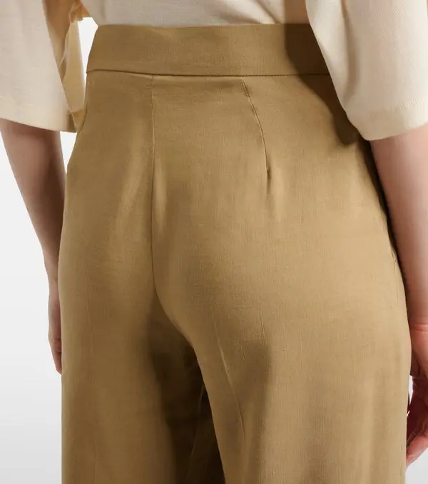 Max Mara Linen And Silk Twill Wide-leg Pants - Beige