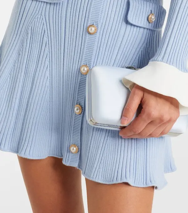 SELF-PORTRAIT Belted Ribbed-knit Minidress