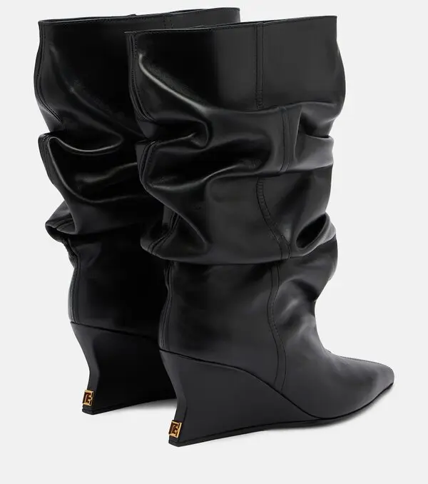 Balmain Leather Wedge Boots