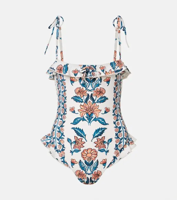 MONTCE Jacelyn Floral Ruffled One Piece Swimsuit - Beige