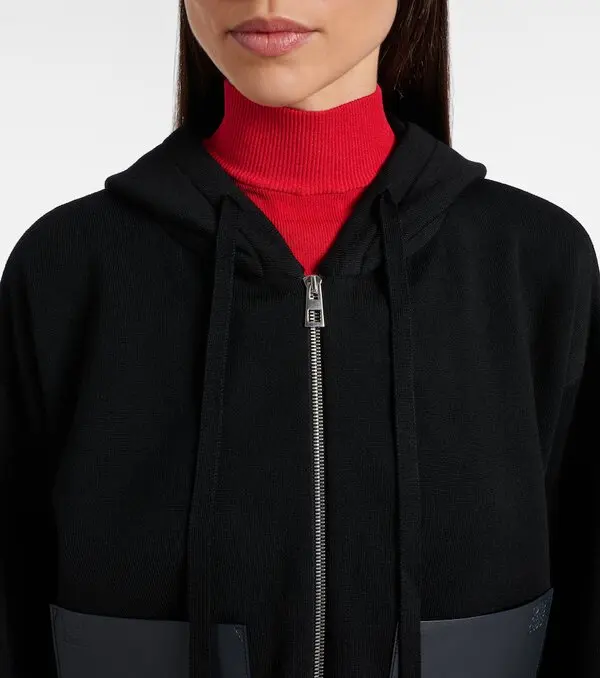 Loewe Wool Hoodie With Leather Trim