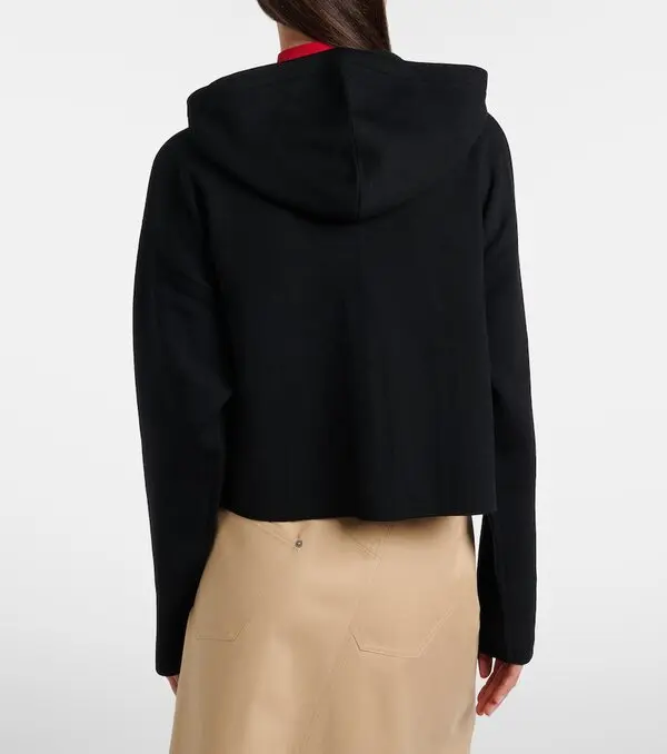 Loewe Wool Hoodie With Leather Trim