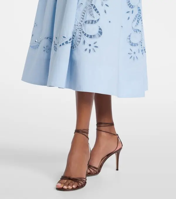 SELF-PORTRAIT Broderie Anglaise Cotton-blend Midi Dress